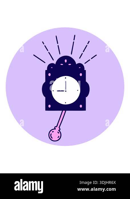 neon light effect animation of icon of a tattoo style ticking clock ...