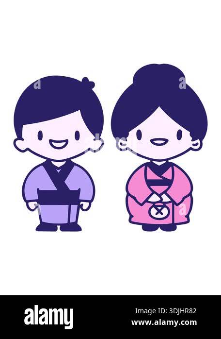 bobbing motion animation of a Happy Japanese wedding couple getting ...