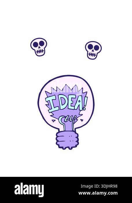 spinning skulls animation of cartoon idea light bulb symbol Stock Video ...