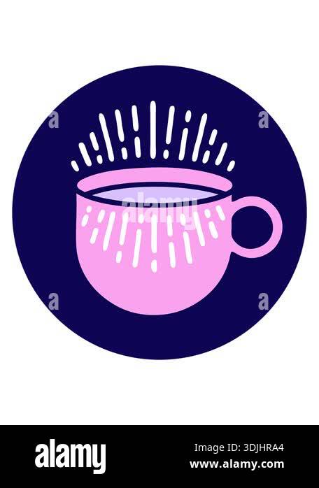 neon light effect animation of iconic tattoo style image of cup of ...