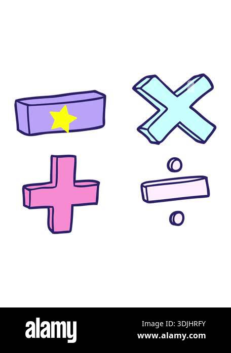 twinkling stars effect animation of cartoon math symbols Stock Video ...