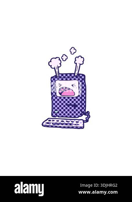 radioactive glowing animation of cartoon overheating computer Stock ...