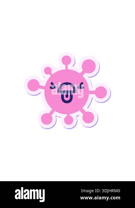 radioactive glowing animation of disgusted virus sticker Stock Video ...