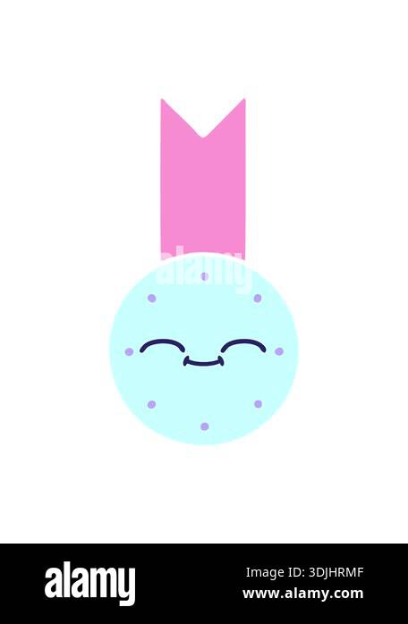 jiggle and pause animation of flat color retro cartoon of a gold medal ...