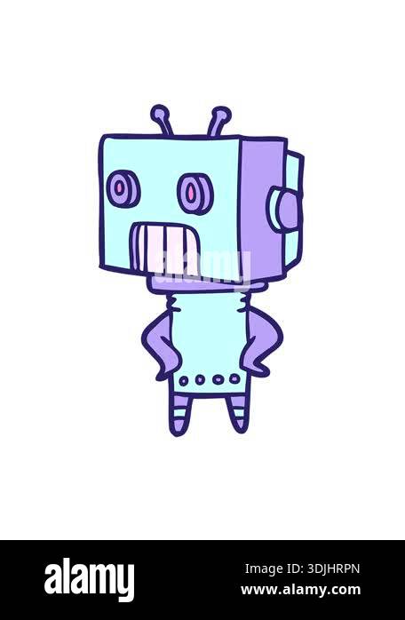 jiggle motion animation of cartoon robot character Stock Video Footage ...