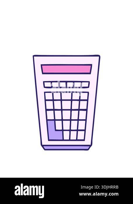 stretching up animation of hand drawn quirky cartoon calculator Stock ...