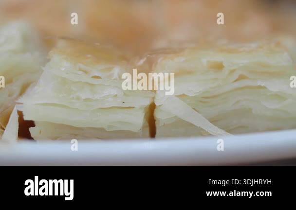 A close look at how the layers of pastry are prepared for eating Stock ...