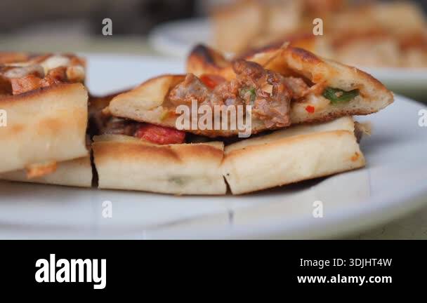 Close-up of Turkish Pide on a plate Stock Video Footage - Alamy