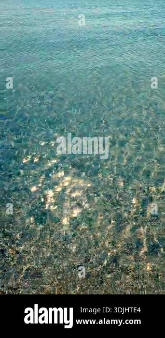 Clean transparent water on shallow sandy seashore with shells with ...