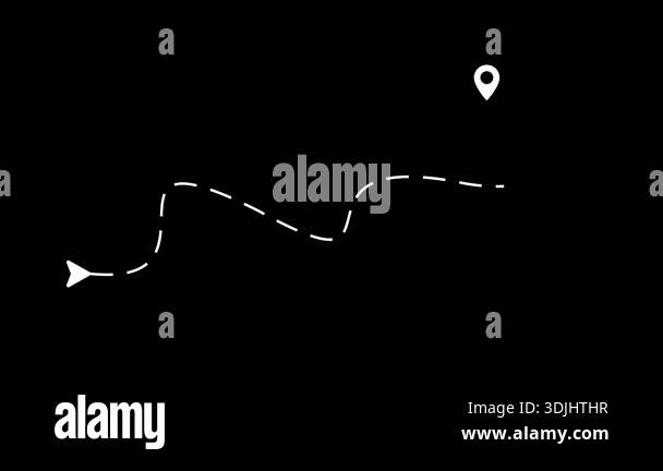 Animated route line map navigation with real time location pin tracking ...