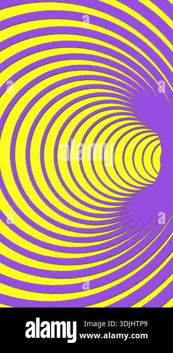 Looping optical illusion animation with yellow and purple concentric ...