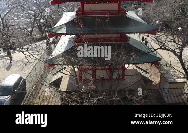 Fujiyoshida, Japan- 19 Dec 2025: Mount Fuji and Chureito Pagoda from ...