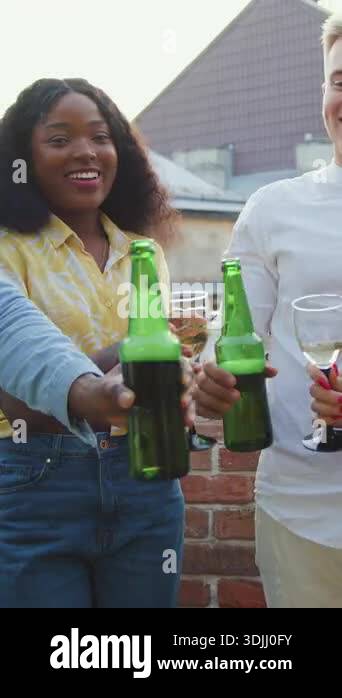 Portrait of good-looking positive satisfied multiethnic youth which ...