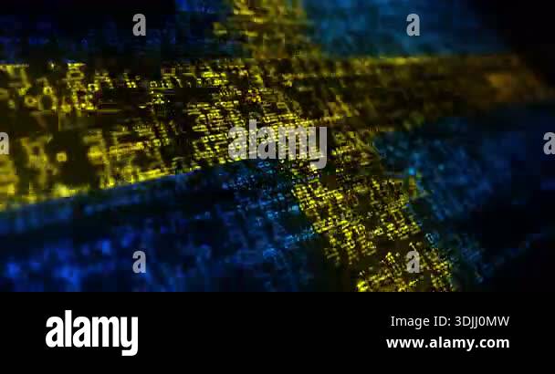 Sweden flag waving secure code. Swedish blowing banner cyber security ...