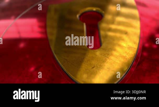 Cyber security shield symbol 3d spectacular metal abstract concept ...