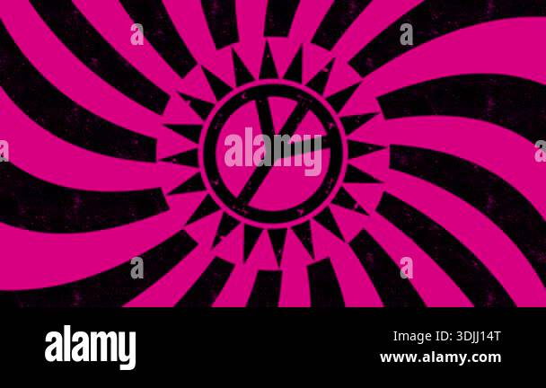 Rotating Sun With Peace Sign, Pink And Black Hippie Animated Background ...
