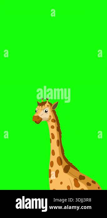 A cartoon-style Giraffe. Handmade 2D animated HD footage isolated on ...
