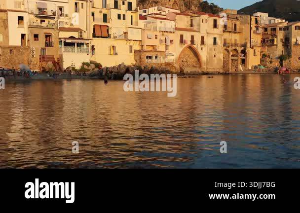 Cefalu, Sicily, Italy: Beach of Cefalu, near Palermo, with historic ...