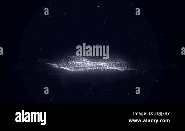 Abstract technology white wave in the center with motion dots and lines ...