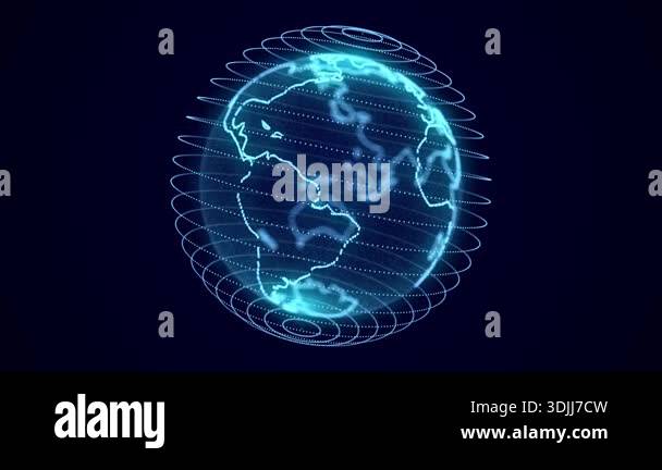 Virtual security blue planet Earth managing ai. Abstract network ...