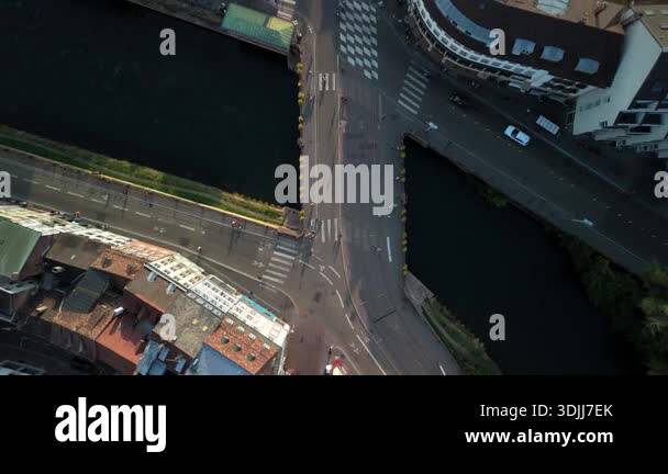 Aerial View of Strasbourgs Riverfront, Capturing Modern Architecture ...