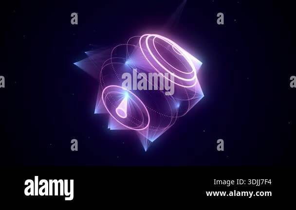 Futuristic colors sci-fi sphere in space. Technology circle a network ...