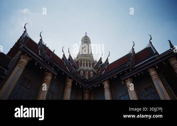 Low angle view of Grand Palace in Bangkok, famous landmark. Beautiful ...