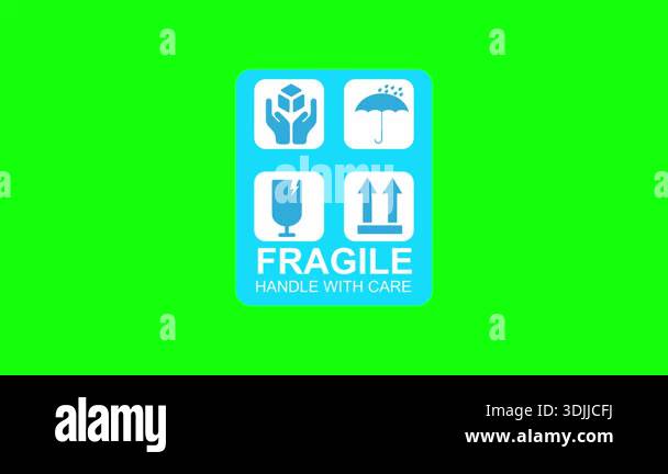 Fragile Handle With Care Symbols for Packaging on Green Screen ...