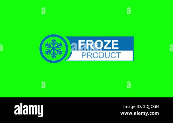 Frozen Product Badge with Ice Symbol on Green Screen Background Stock ...