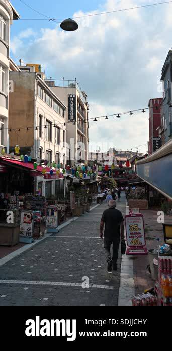 Istanbul,turkey,august 5, 2025. Bustling narrow street in istanbul ...