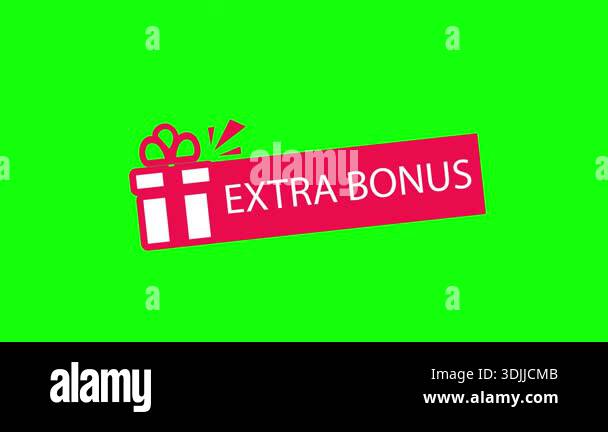 Extra Bonus Gift Badge with Present Icon on Green Screen Background ...