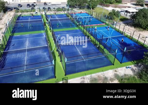 January 15, 2026, Spain, Alicante, Padel Road Aerial View Blue Padel ...