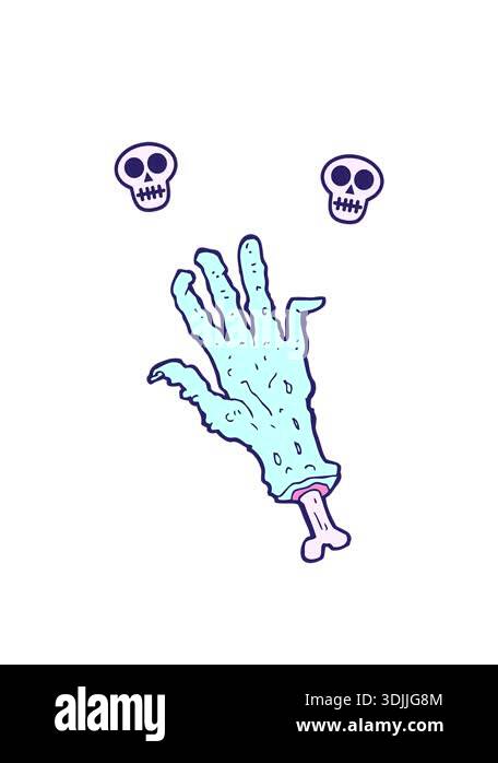 spinning skulls animation of a cartoon zombie hand Stock Video Footage ...