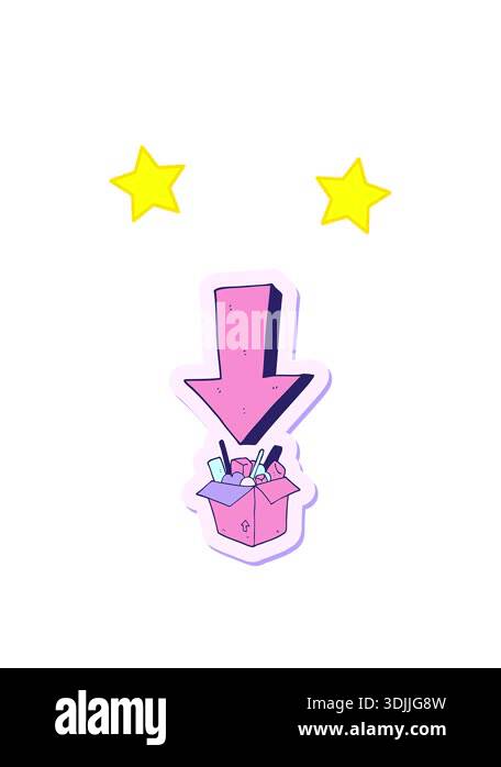 spinning stars animation of sticker of a cartoon packing to move Stock ...