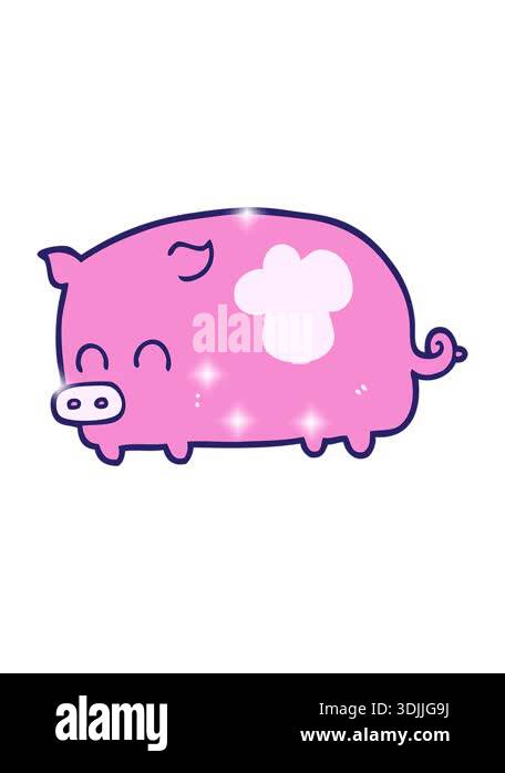 glitter effect animation of cute cartoon pig Stock Video Footage - Alamy