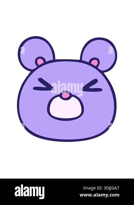 vibrating motion animation of hand drawn quirky cartoon mouse face ...