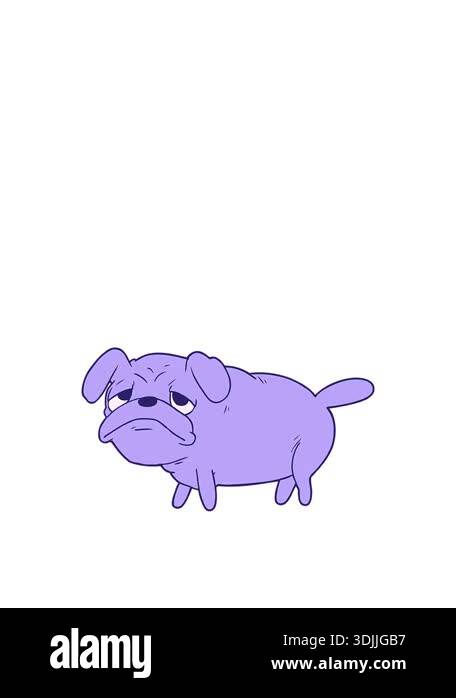 jumping motion animation of cartoon unhappy pug dog Stock Video Footage ...