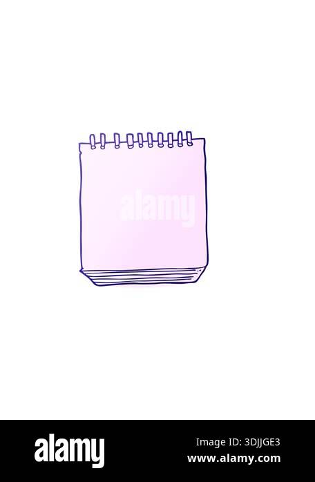 horizontally vibrating animation of freehand drawn cartoon notepad ...