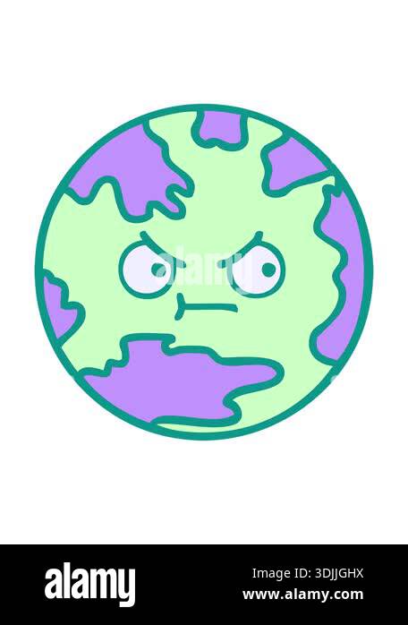 bobbing motion animation of cute cartoon of a planet earth in bright ...