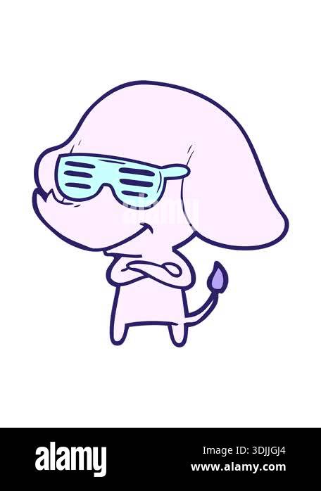 vibrating motion animation of cartoon cool smiling elephant with ...