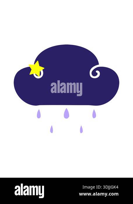 twinkling stars effect animation of hand drawn quirky cartoon rain ...