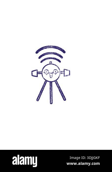 horizontally vibrating animation of Happy Satellite Charcoal Drawing ...