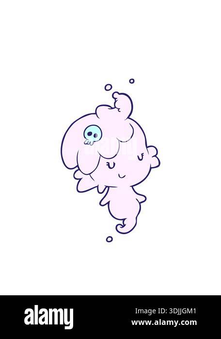 blinking radial lines animation of a cute cartoon ghost girl Stock ...