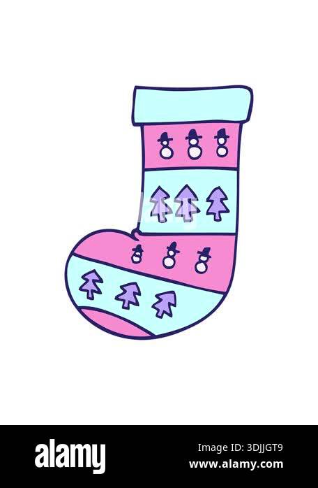 bob and pause animation of cartoon of a christmas stocking Stock Video ...