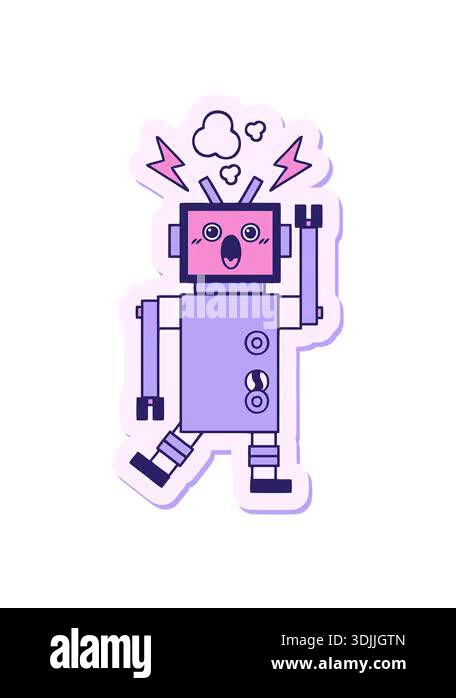 pixelize effect animation of sticker of a cute cartoon malfunctioning ...
