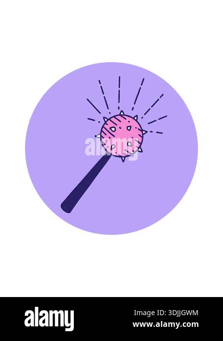 attention grabbing animation of icon of a tattoo style medieval mace ...