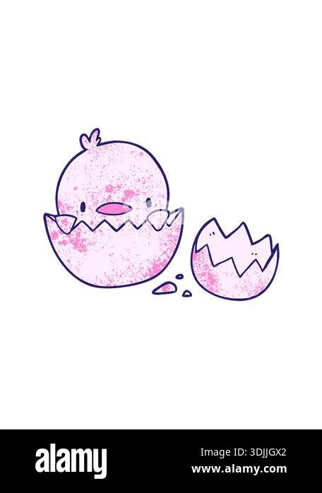 jiggle motion animation of cute cartoon chick hatching from egg Stock ...