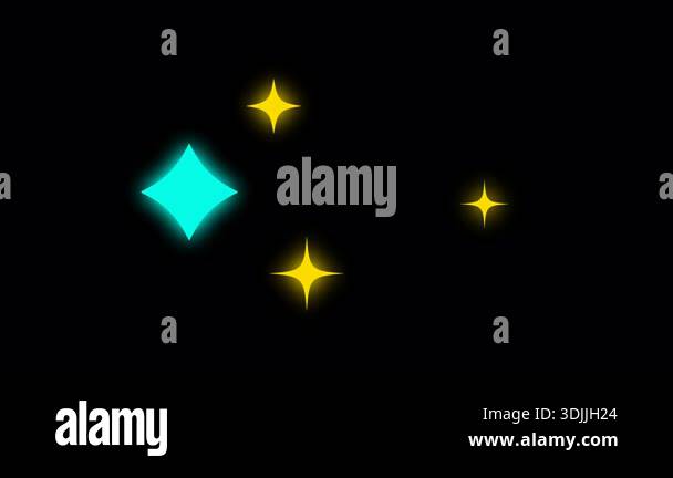 A captivating display of abstract glowing stars and diamond shapes set ...