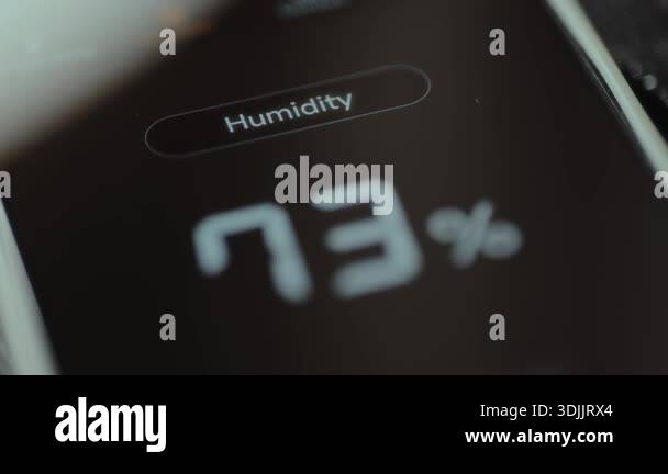 Current Humidity level of 73 percent displayed on screen Stock Video ...