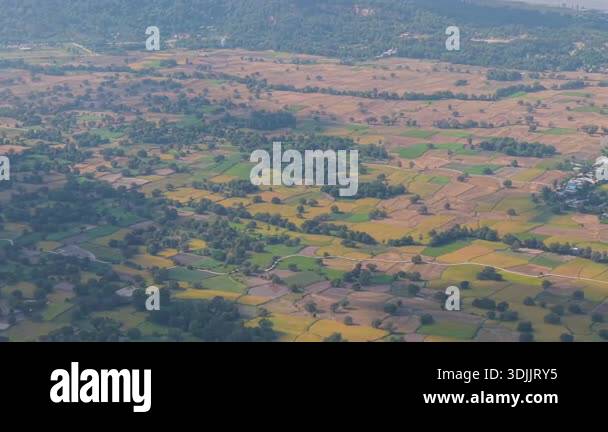 Peaceful aerial view of rice fields in Mekong Delta, Tri Ton Ta Pa, An ...